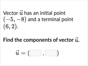(Solved)-Vector vec(u) has an initial point (-5,-8) and a terminal
